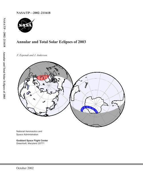 Annular and Total Solar Eclipses of 2003 - NASA Eclipse Web Site