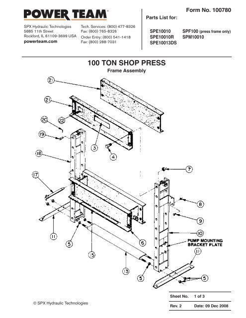 100 TON SHOP PRESS - Power Team