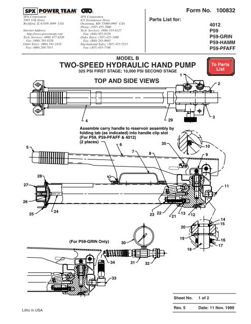 TWO-SPEED HYDRAULIC HAND PUMP - Power Team