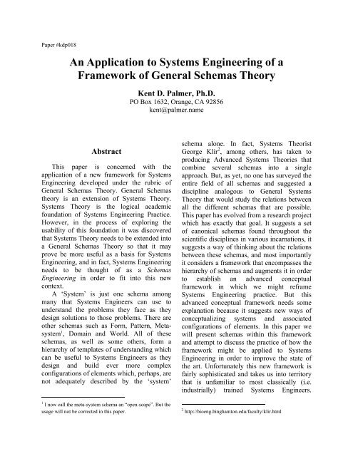 CSER 2005 final paper (pdf) - General Schemas Theory Research