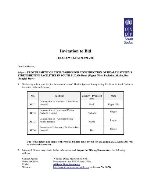Invitation to Bid - UNDP Sudan Intranet