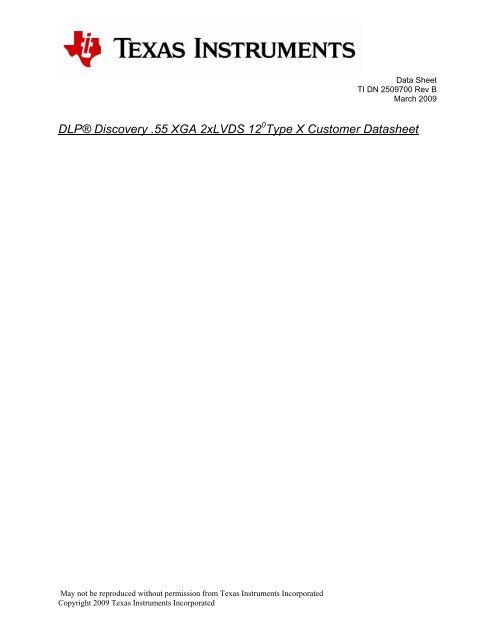 DMD 0.55" XGA LVDS Type-X Data Sheet - Texas Instruments