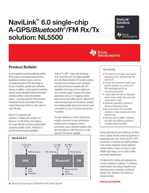 NaviLink™ 6.0 single-chip A-GPS/Bluetooth ... - Texas Instruments