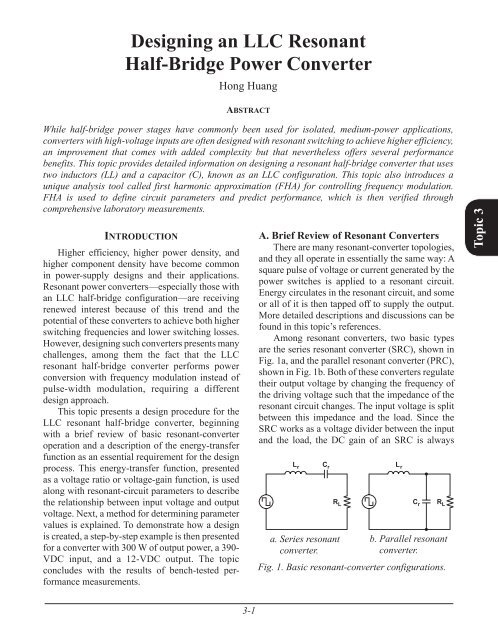 Designing an LLC Resonant Half-Bridge Power Converter