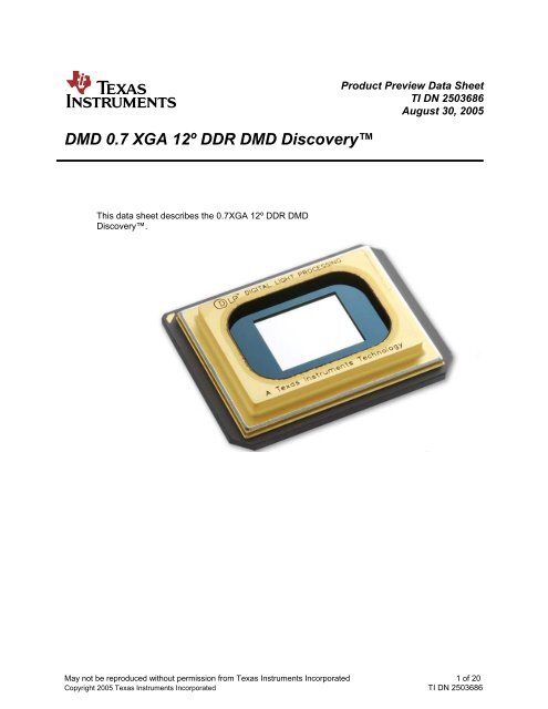 0.7XGA DDR DMD Discovery Data Sheet ... - Texas Instruments