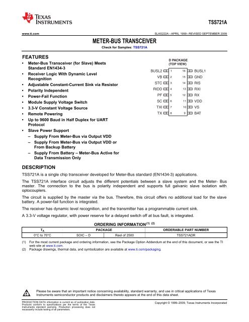 meter-bus transceiver - Texas Instruments