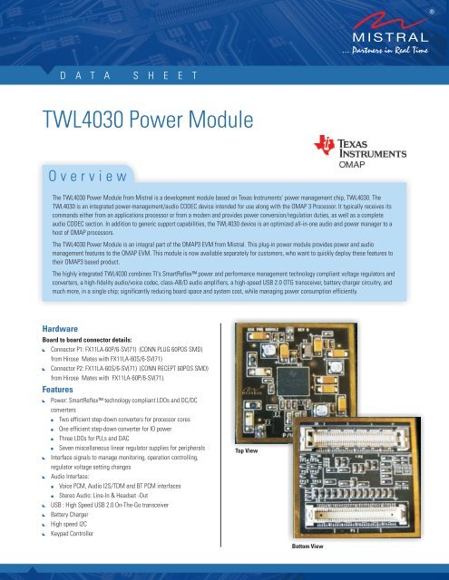 TWL4030 Power Module - Texas Instruments