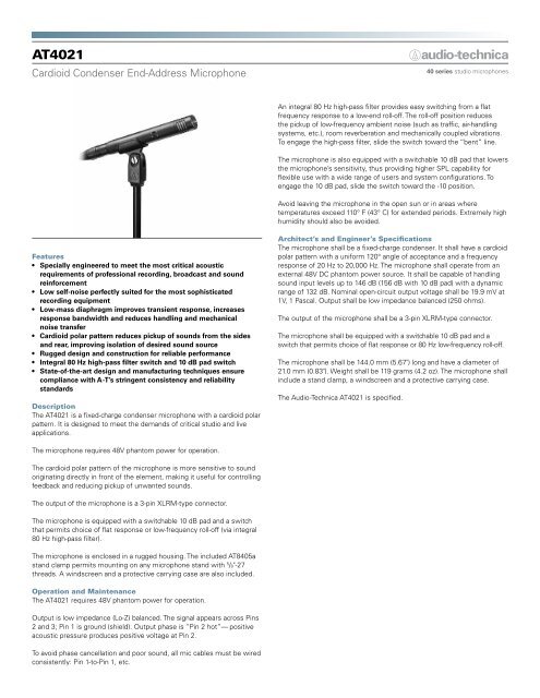 AT4021 - Audio Technica