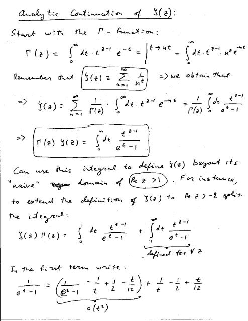 A Note On Analytic Continuation Of The Riemann Zeta Function