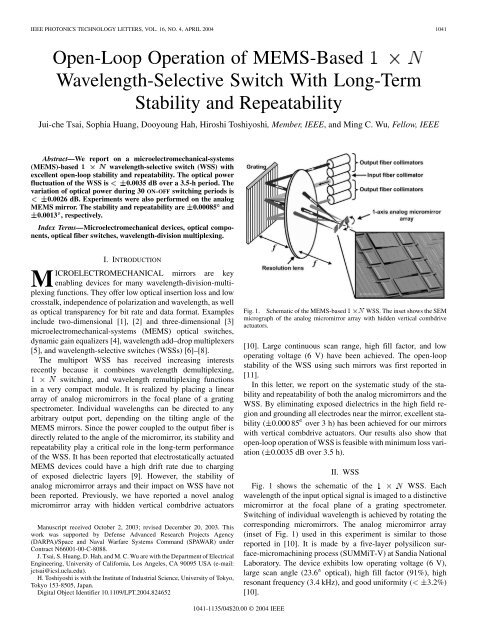Open-Loop Operation of MEMS-Based 1 Wavelength-Selective ...