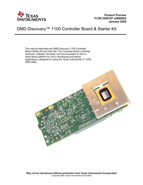DMD Discovery™ 1100 Controller Board ... - Texas Instruments