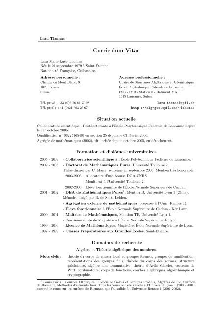 Curriculum Vitae - EPFL