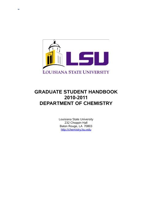 Graduate Handbook - LSU Department of Chemistry: Robin L ...