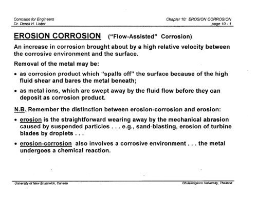 EROSION CORROSION ("Flow-Assisted" Corrosion) An ... - Canteach