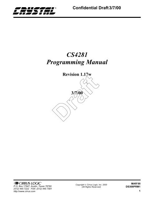 CS4281 Programming Manual