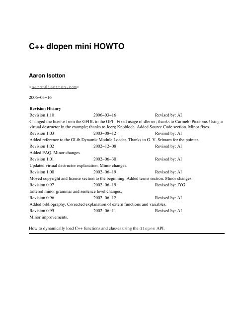 C Dlopen Mini Howto The Linux Documentation Project