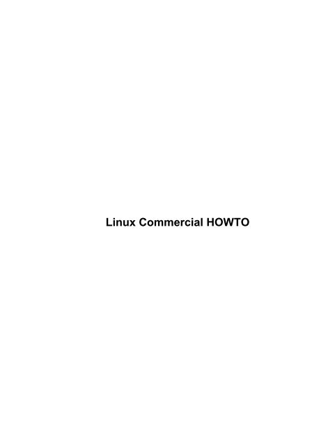 Linux Commercial HOWTO - The Linux Documentation Project