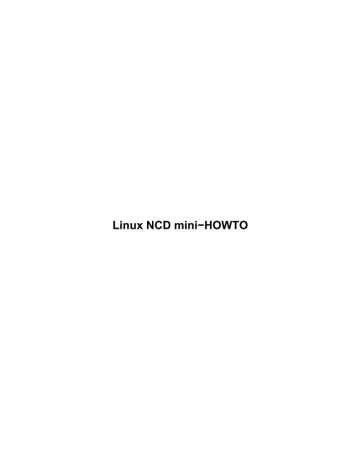 Linux NCD mini-HOWTO - The Linux Documentation Project