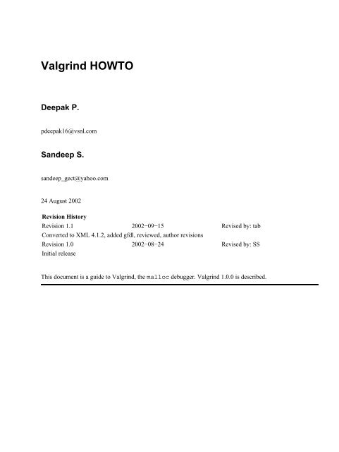 Valgrind Howtopdf The Linux Documentation Project