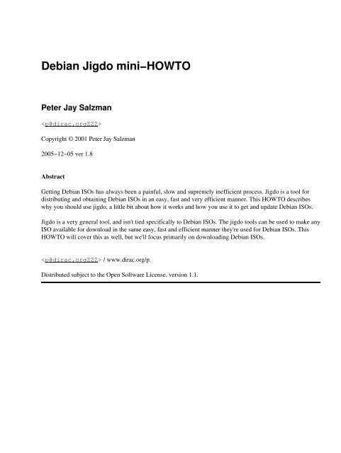 Debian Jigdo mini-HOWTO - The Linux Documentation Project