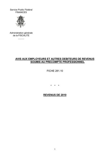 fiche 281.10 - Fiscus.fgov.be