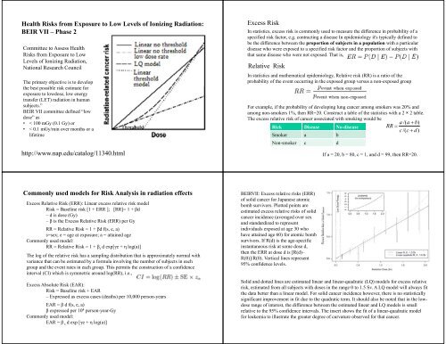 Health Risks from Exposure to Low Levels of Ionizing Radiation ...