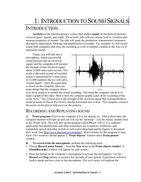 1: INTRODUCTION TO SOUND SIGNALS