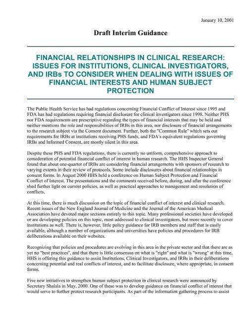 Financial Relationships in Clinical Research