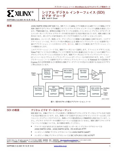 シリアル デジタル インターフェイス (SDI) - Xilinx