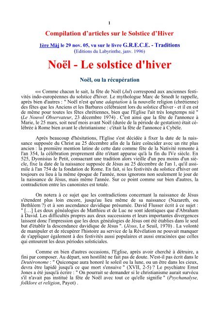 Noël - Le solstice d'hiver - Racines et Traditions en Pays d'Europe