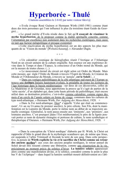 Hyperborée - Thulé - Racines et Traditions en Pays d'Europe