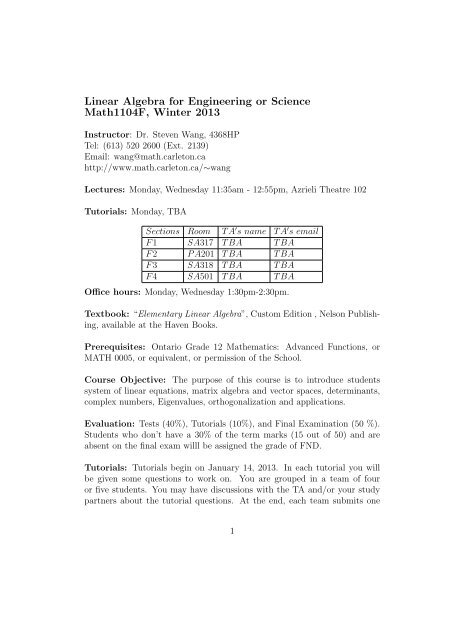 Course Outline - Carleton University