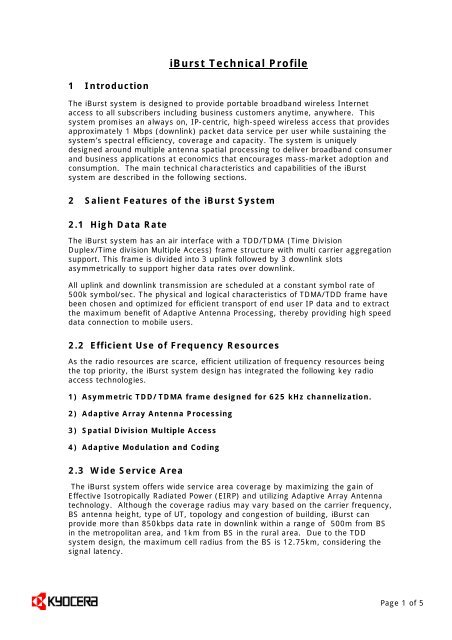 iBurst Technical Profile - Kyocera