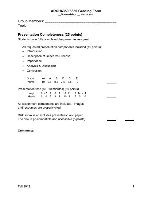 Project Evaluation Form