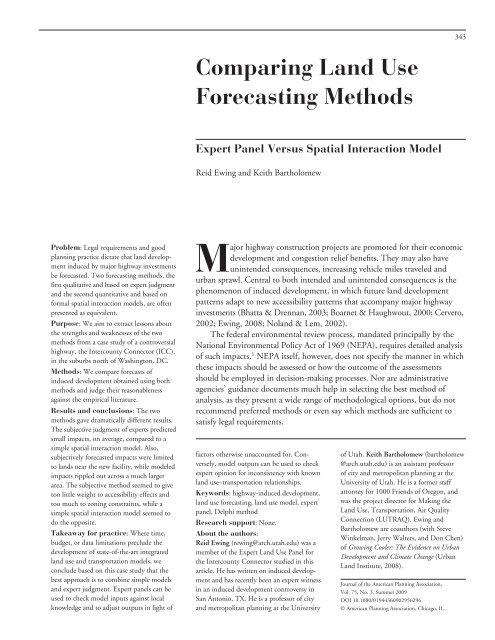 Comparing Land Use Forecasting Methods