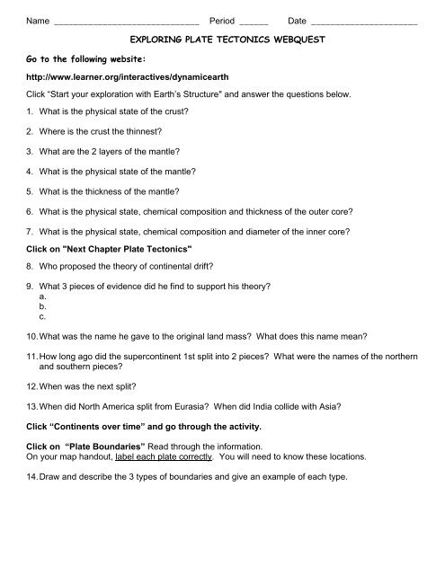 EXPLORING PLATE TECTONICS