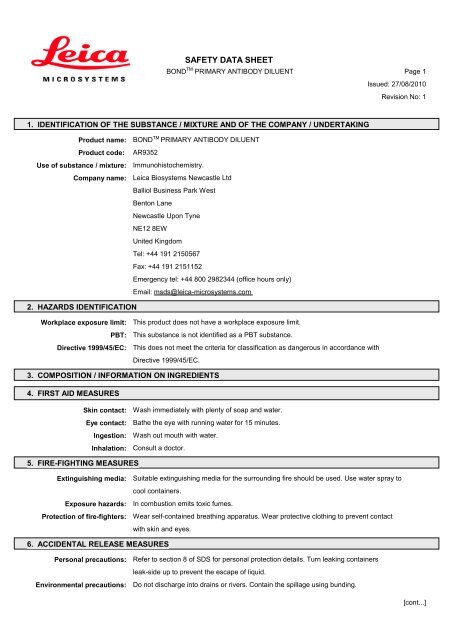 SAFETY DATA SHEET BOND TM