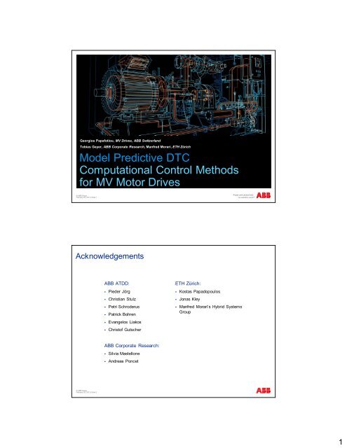 Model Predictive Direct Torque Control Eth Zürich