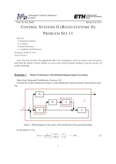 CONTROL SYSTEMS II (REGELSYSTEME II) PROBLEM SET 11
