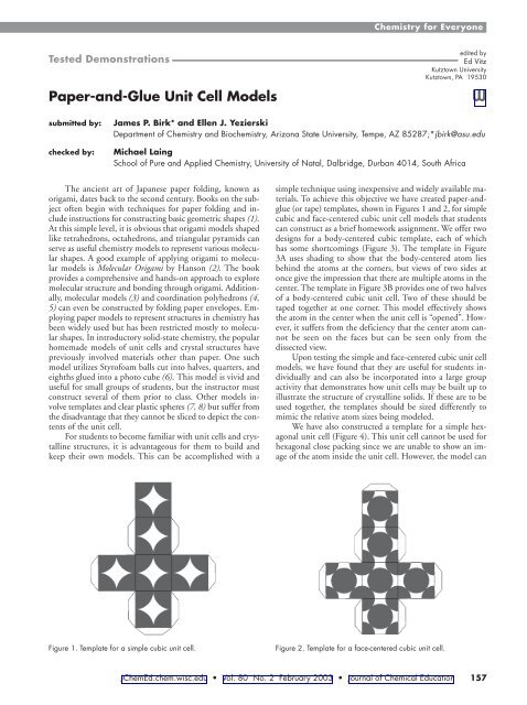 Paper-and-Glue Unit Cell Models W