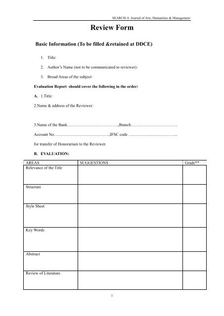 Reviewer form for Search Journal
