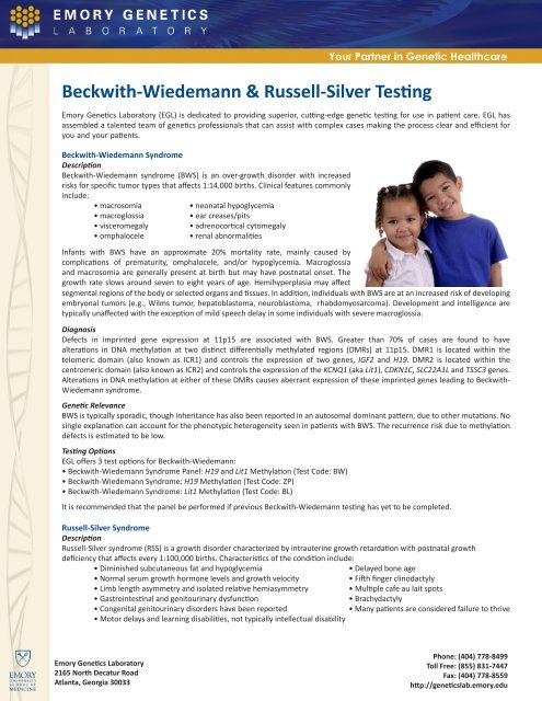 Beckwith-Wiedemann & Russell-Silver Testing