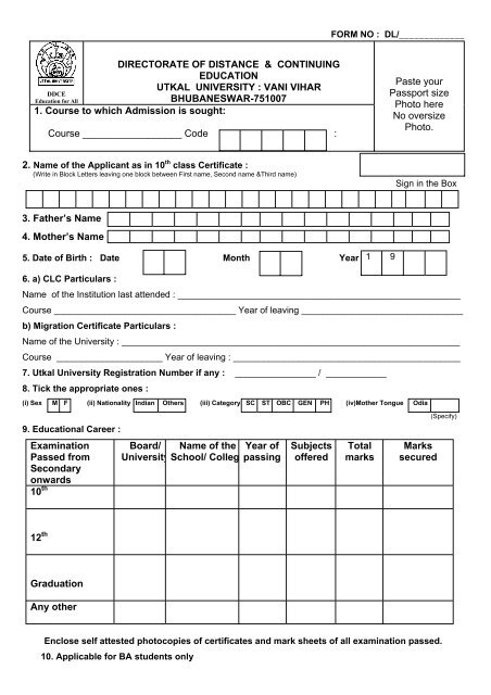 DIRECTORATE OF DISTANCE & CONTINUING EDUCATION ...