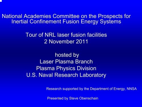 Overview of the NRL laser fusion program