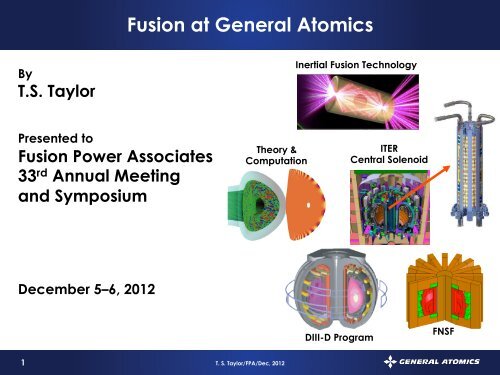 Fusion at General Atomics – Tony Taylor, GA