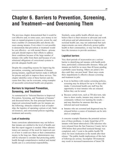 Chapter 6: Barriers to Prevention, Screening, and Treatment
