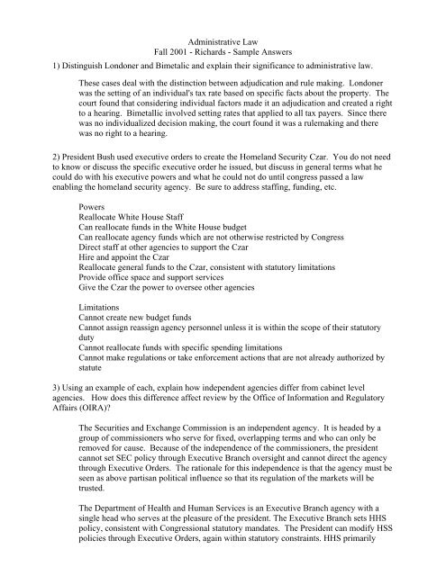 Independent Agency Example