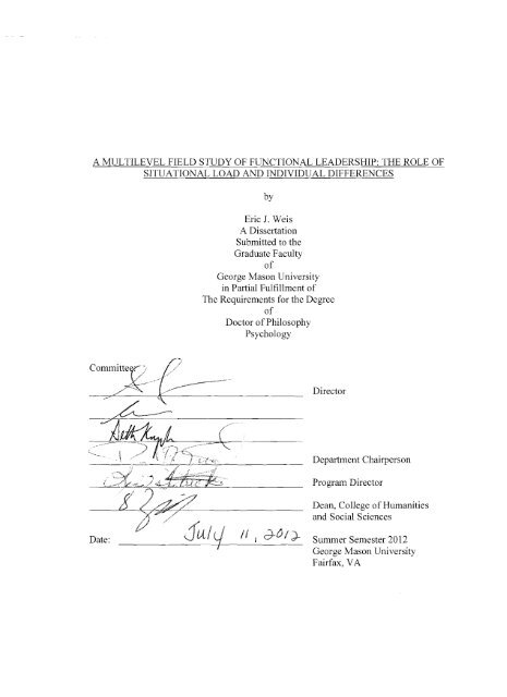 [Sample B: Approval/Signature Sheet] - George Mason University