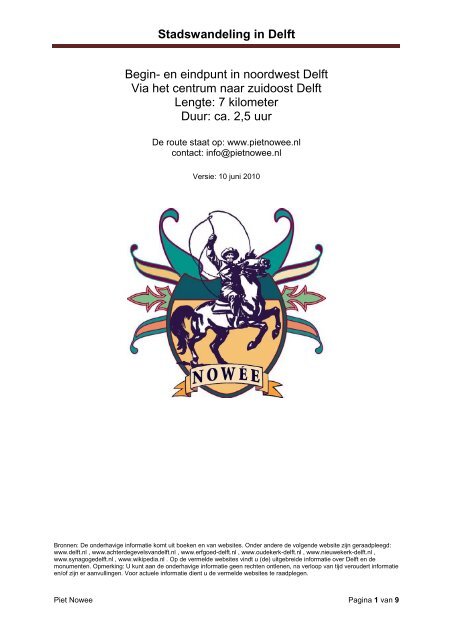 Stadswandeling in Delft (PDF)