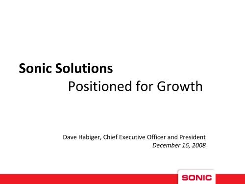 Sonic Solutions Positioned for Growth - Roxio